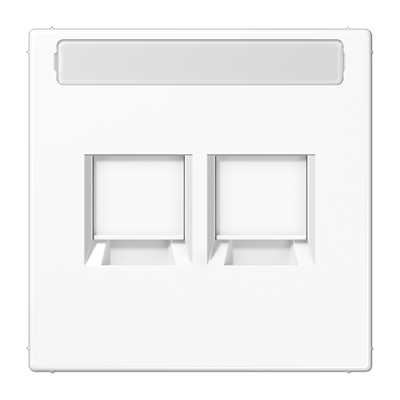 Centre plate (snap-on fixing) for modular jack sockets, 2-gang, with ...