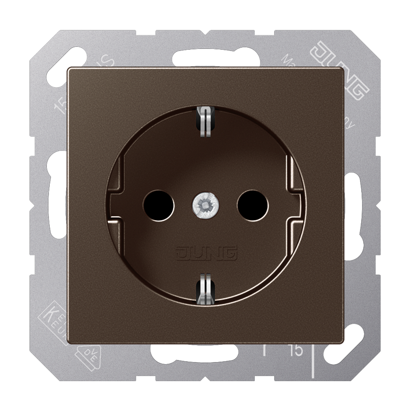 SCHUKO® socket, screw terminals, mocha | A 1521 MO