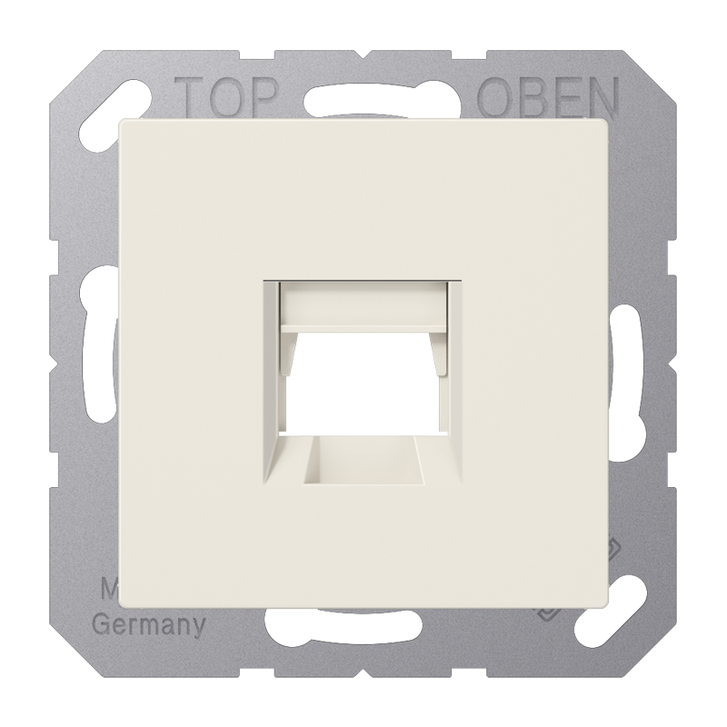 Centre plate (snap-on fixing) for modular jack sockets, 1-gang, with ...