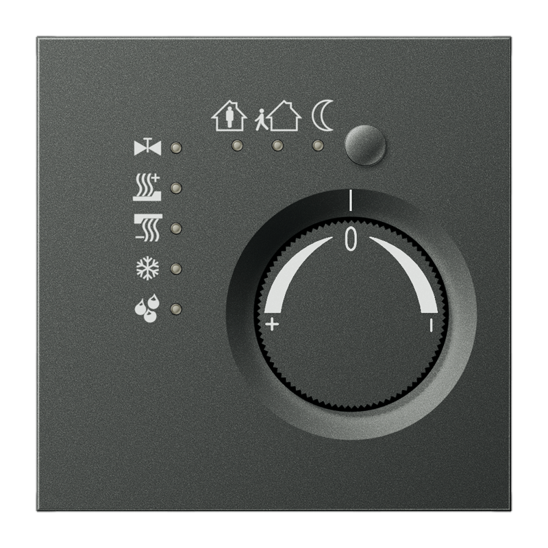 KNX room temperature controller with integrated push-button interface 4-gang, anthracite | AL ...