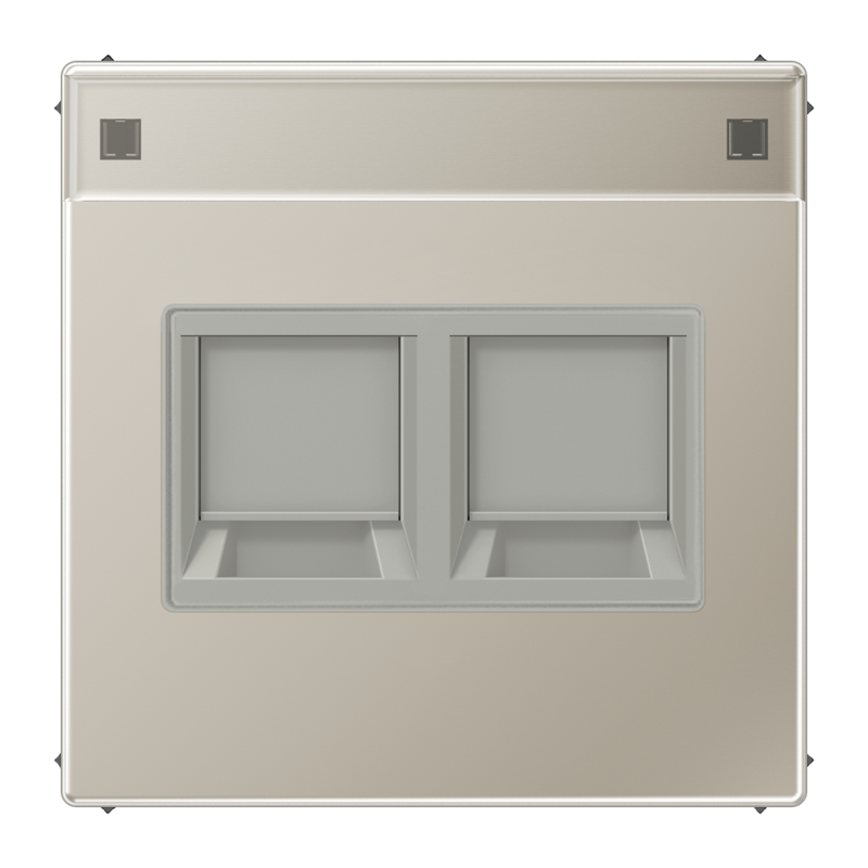 Centre plate (snap-on fixing) for modular jack sockets, 2-gang, with ...