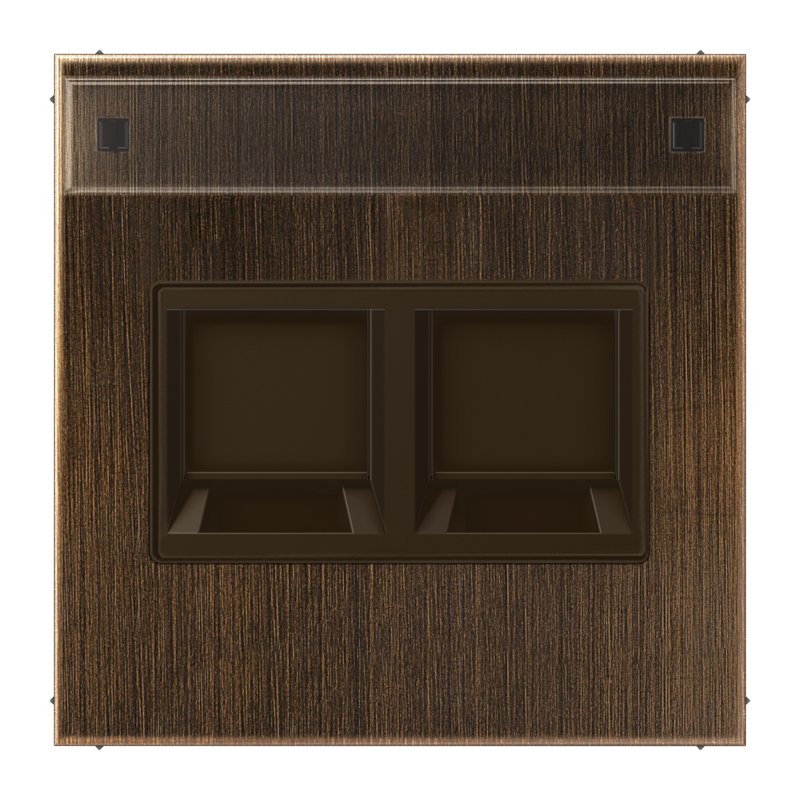 Centre plate (snap-on fixing) for modular jack sockets, 2-gang, with ...